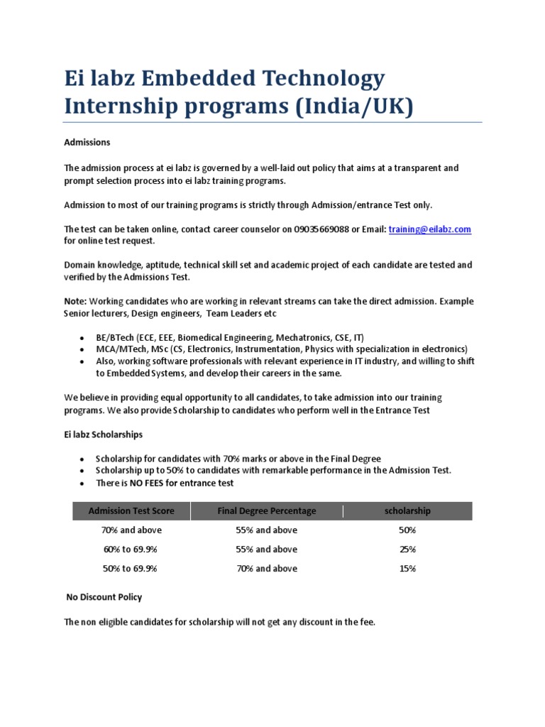 Ei Labz Embedded Tech Internships | PDF | Hostel | Engineering