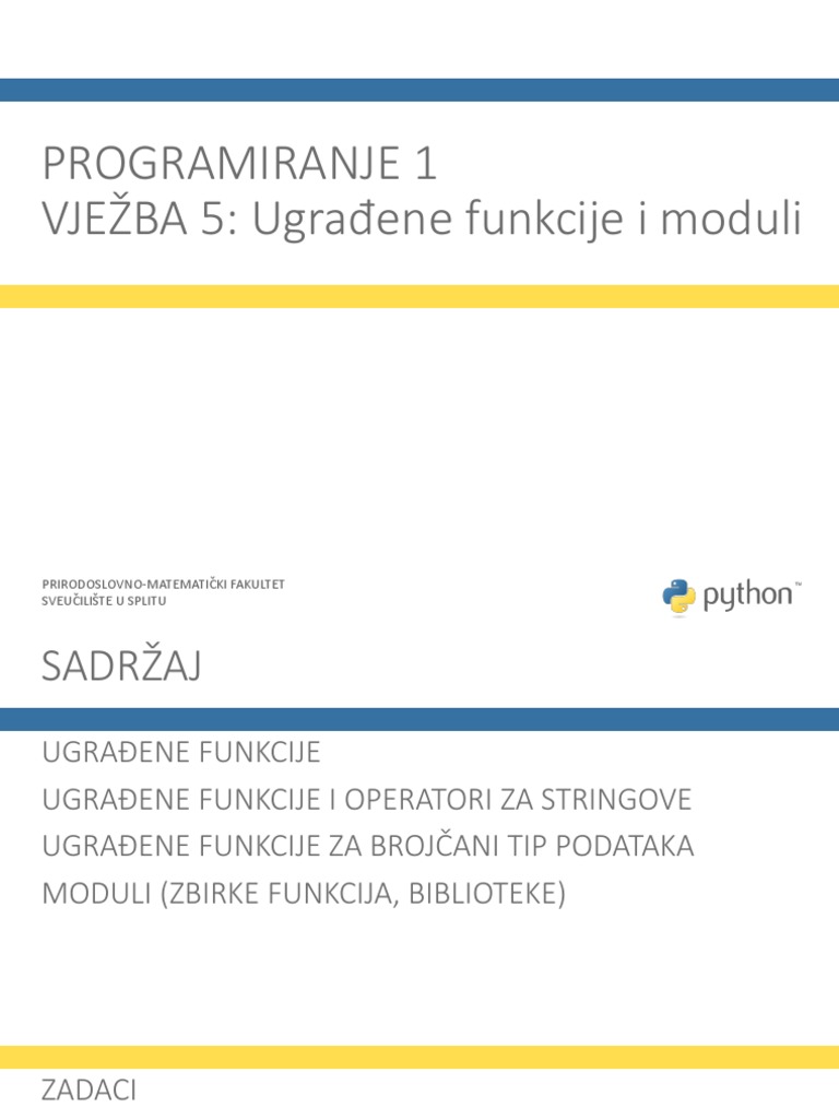 Programiranje1 V5 Ugradene Funkcije Moduli | PDF
