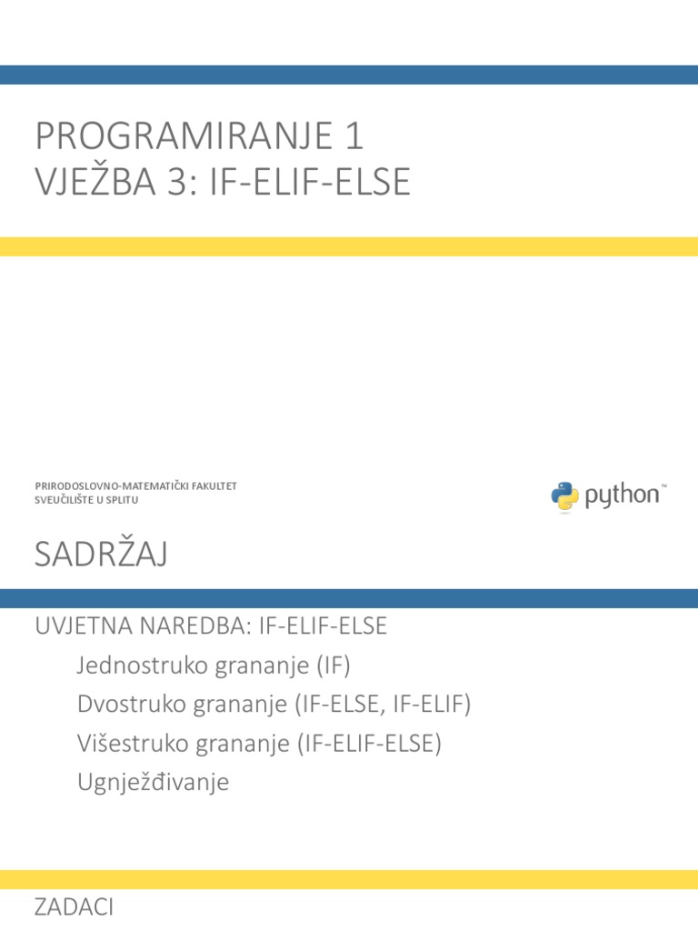 Programiranje1 V3 If Elif Else | PDF
