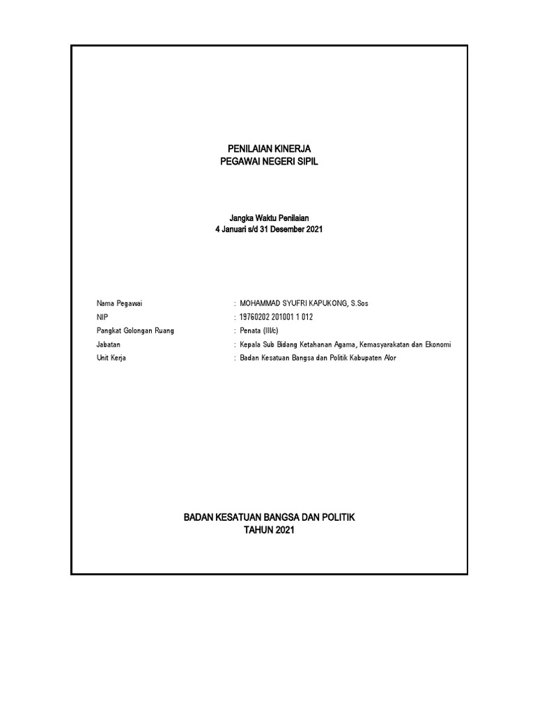 Alor - CONTOH SKP 2021 JA | PDF