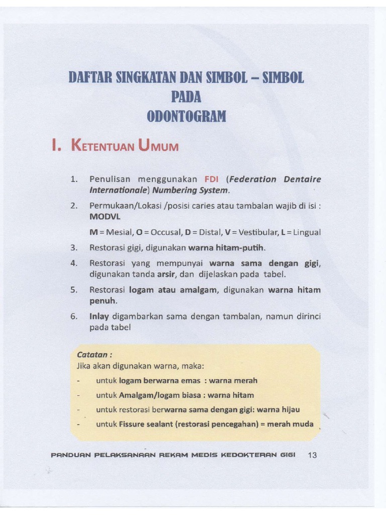 Panduan Odontogram | PDF