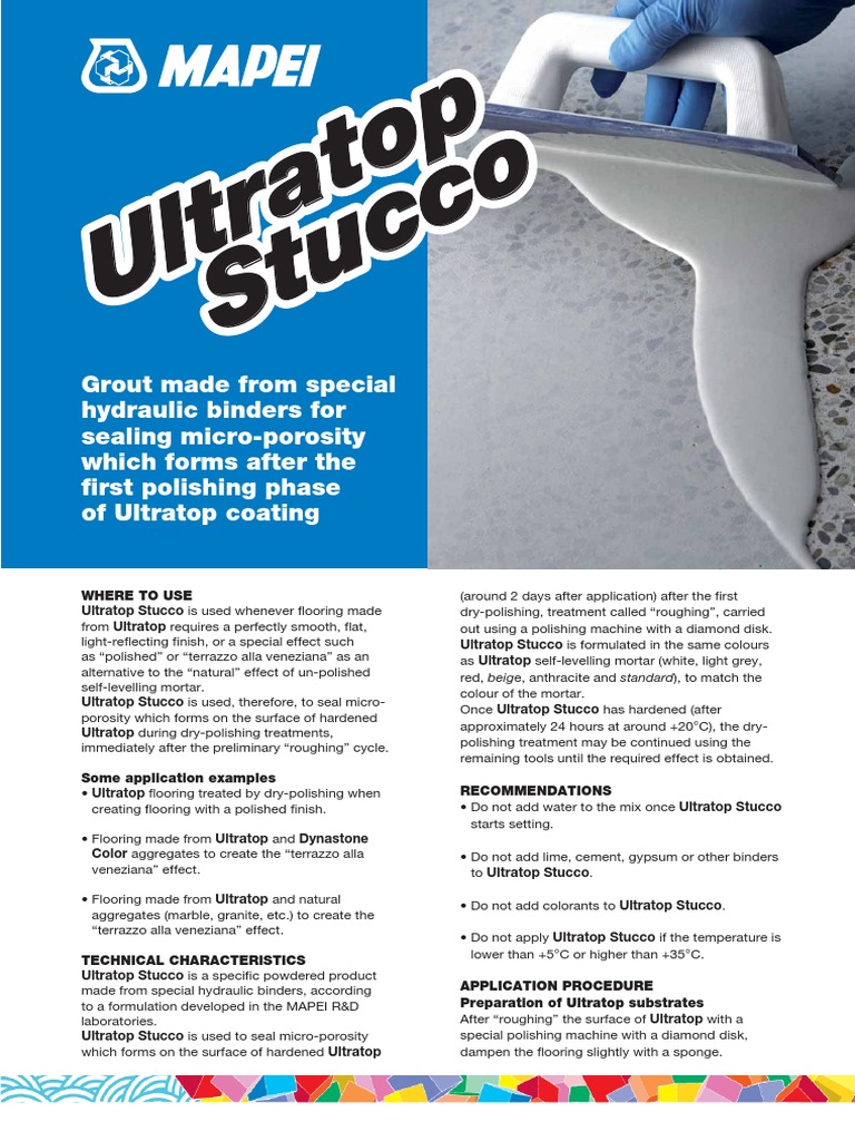 Ultratop Ult Rat Op Stucco S Tuc Co | PDF | Mortar (Masonry) | Materials