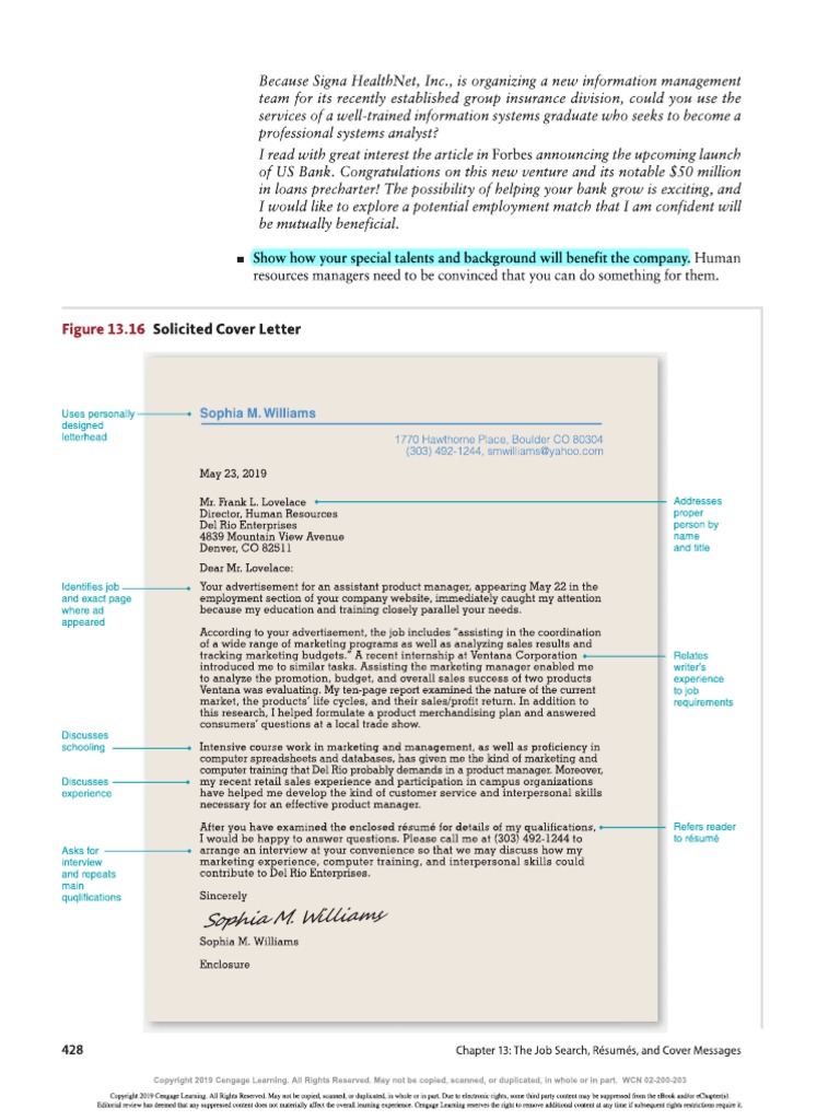 Solicited Cover Letter Sample | PDF
