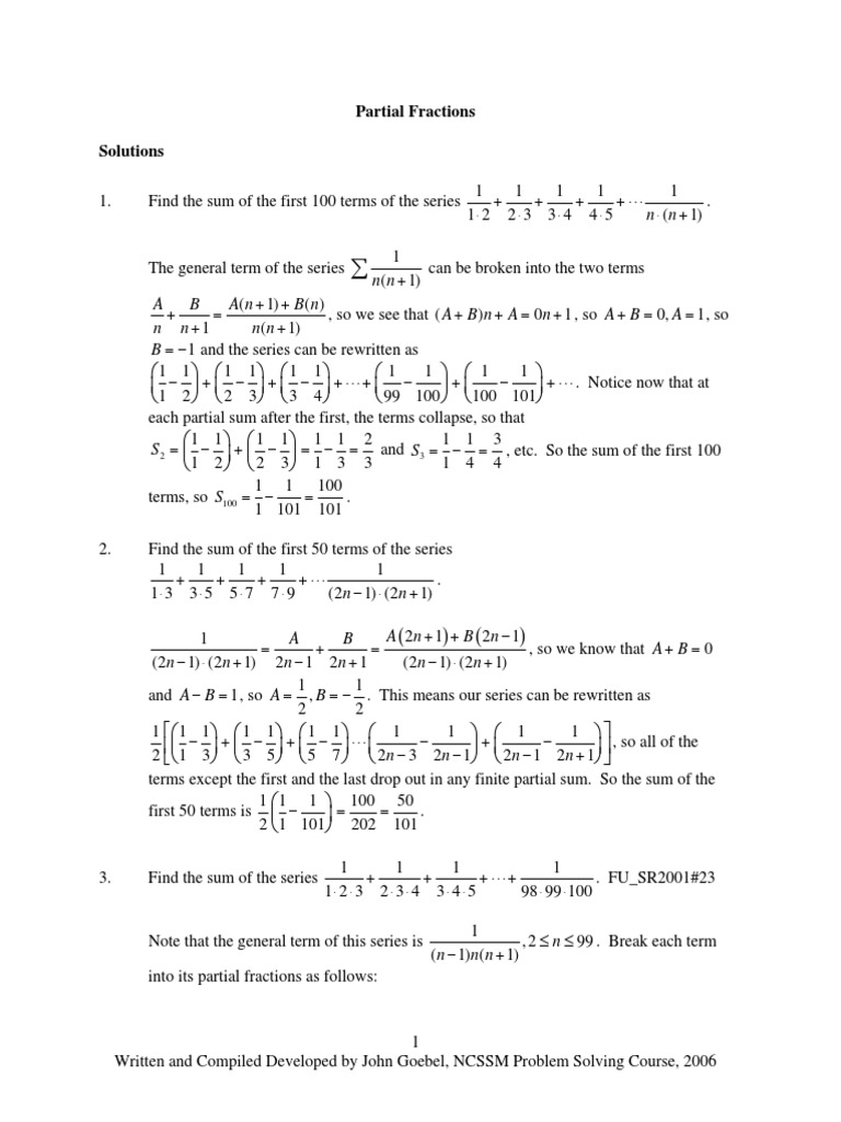 Partial Fraction Solution | PDF | Mathematics | Mathematical Analysis