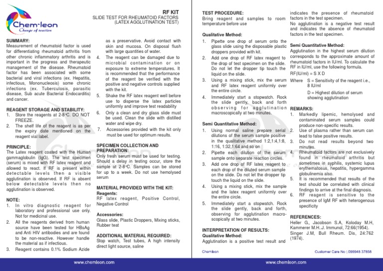 RF Latex | PDF | Infection | Rheumatoid Arthritis