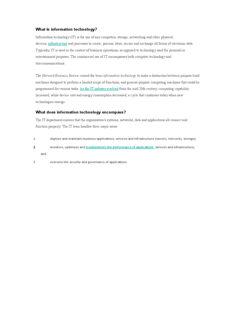 What Is Information Technology | PDF