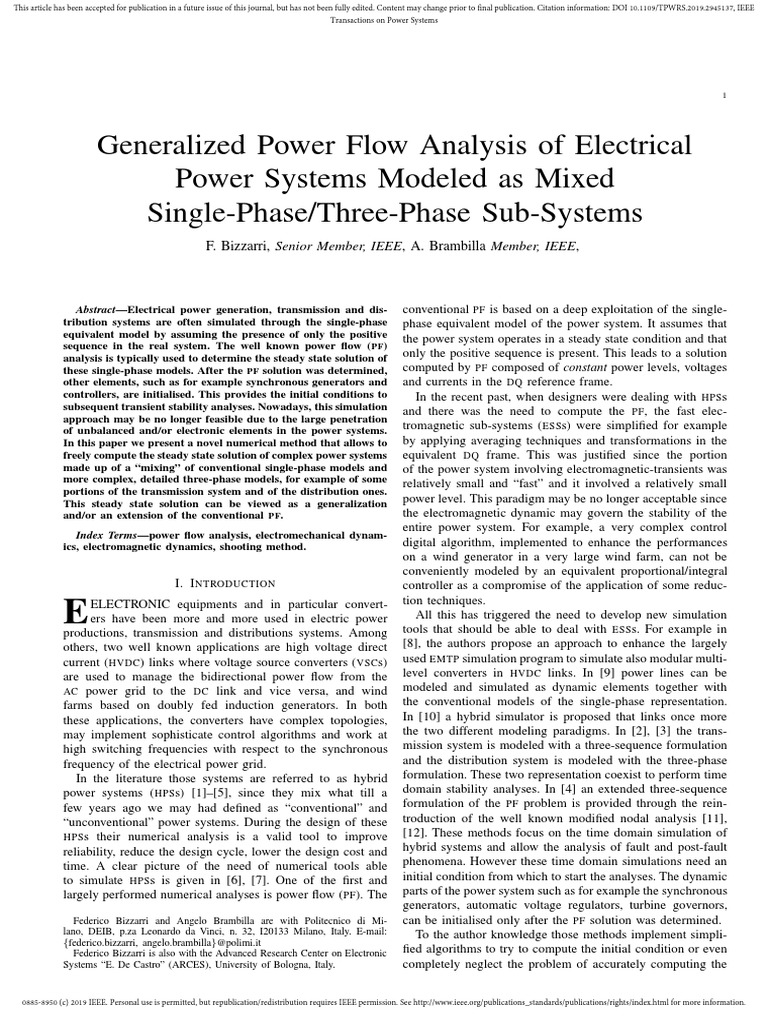Generalized Power Flow Analysis of Electrical Power Systems Modeled As ...