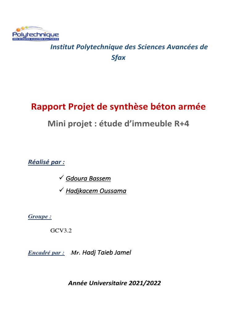 Rapport Fini | PDF | Béton armé | Matériaux