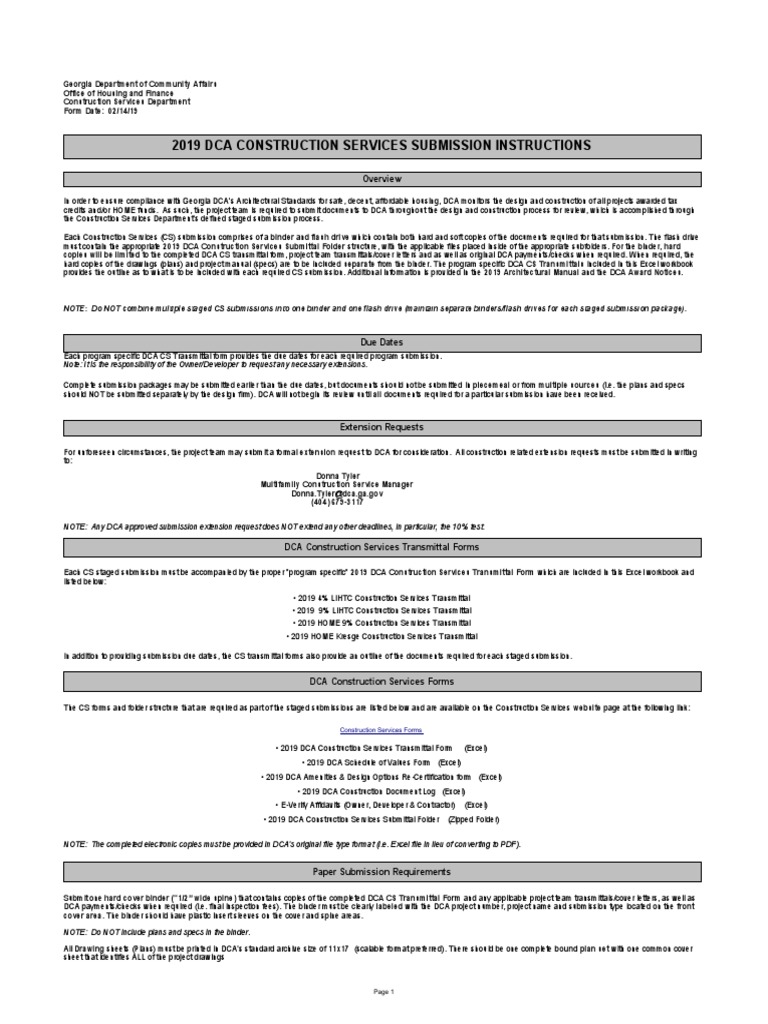 Guidelines for Submitting Construction Documents to the Georgia ...