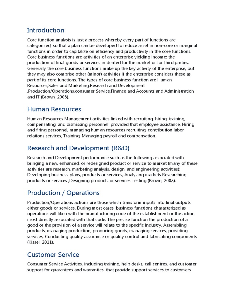 Core Business Functions Explained | PDF | Sales | Human Resources