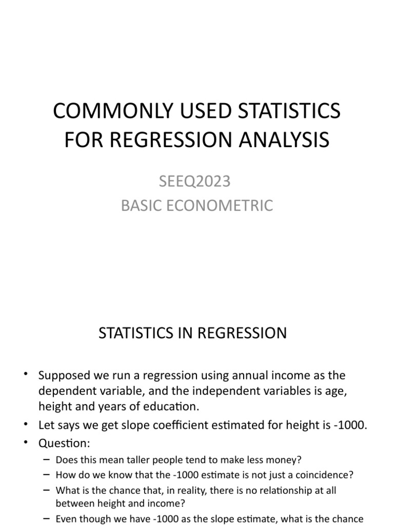 Regression Analysis Statistics Explained | PDF | Coefficient Of ...