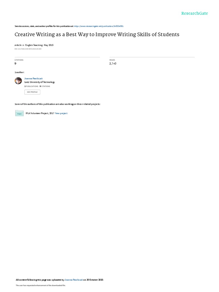 Creativewriting | PDF | Teachers | Creative Writing