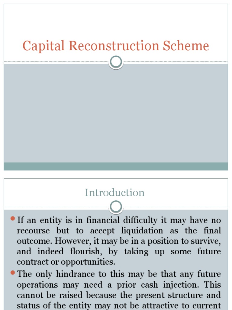 Lecture 10-12 Capital Reconstruction Scheme | PDF | Equity (Finance ...