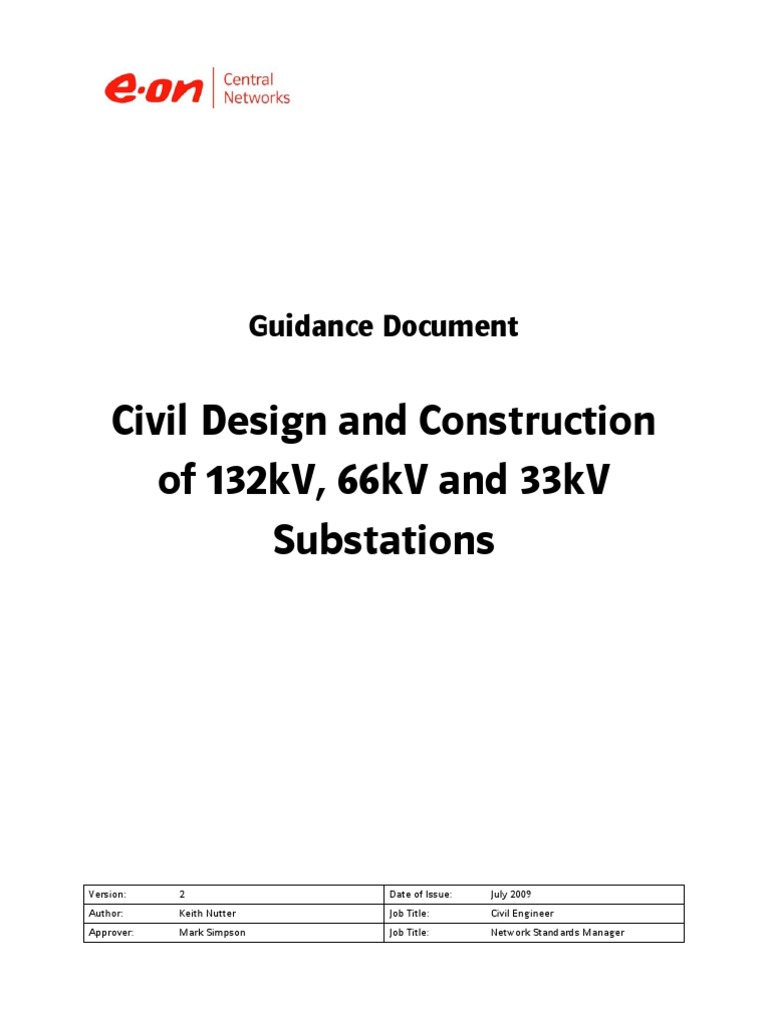 Civil Design and Construction of 132kv 66kV and 33kV Substation | PDF ...