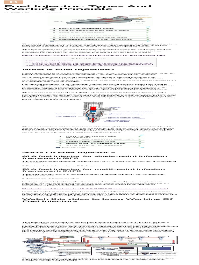 Fuel Injector Types and Working Principle Booktree | PDF | Fuel ...