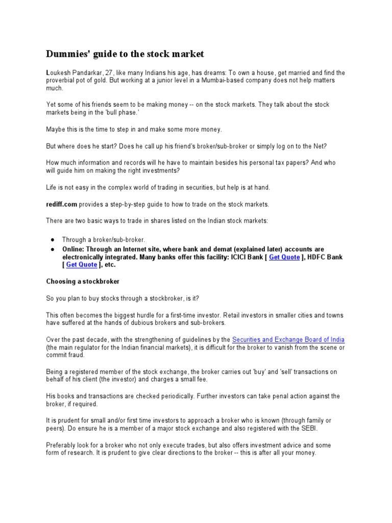 Dummies' Guide To The Stock Market: Get Quote Get Quote | PDF ...