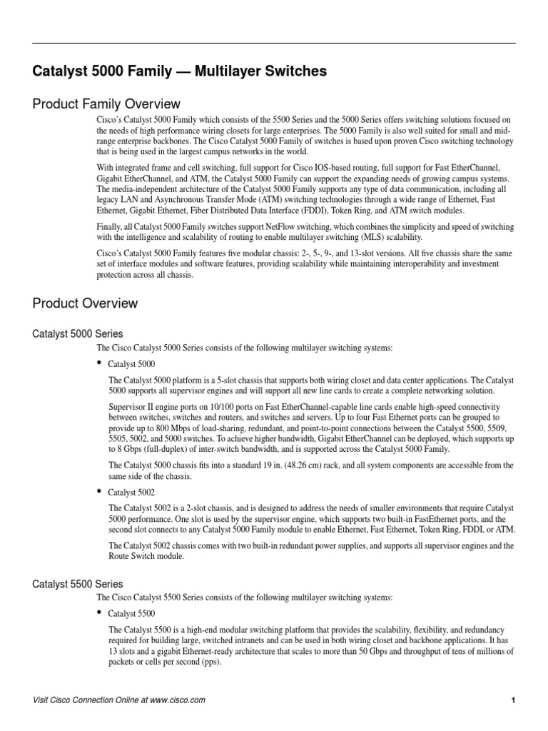Catalyst 5000 Family - Multilayer Switches | PDF | Network Switch ...
