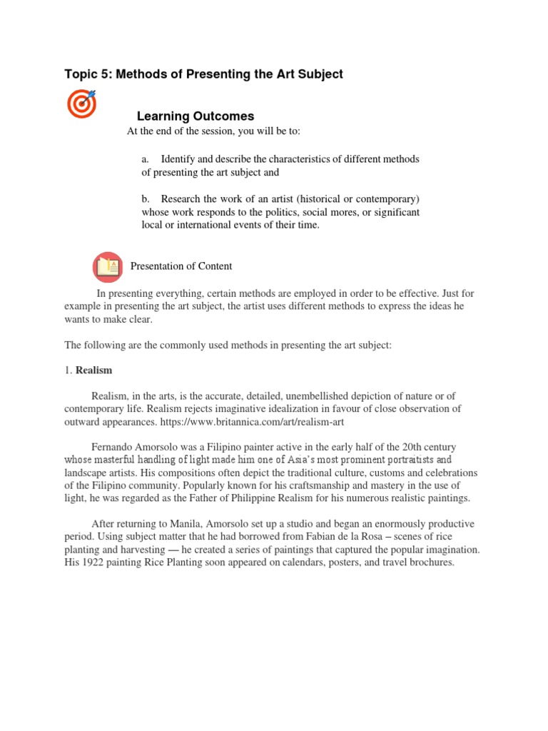 Topic 5: Methods of Presenting The Art Subject | PDF | Impressionism ...