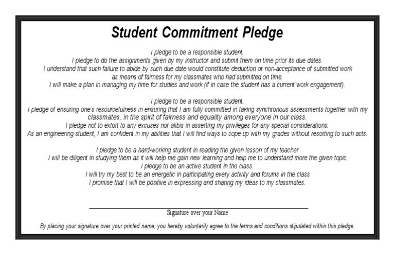 Student Commitment Pledge | PDF | Career & Growth | Self-Improvement