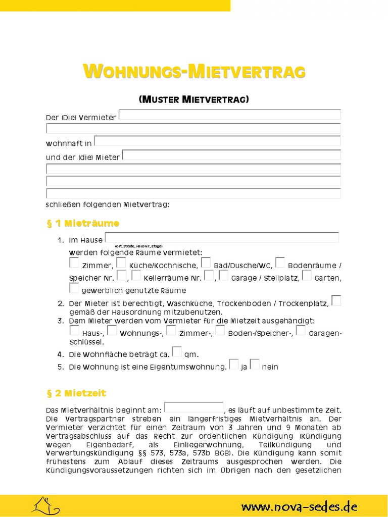 Mietvertrag Muster Mietenbrücke Als Zusatzvereinbarung Zum