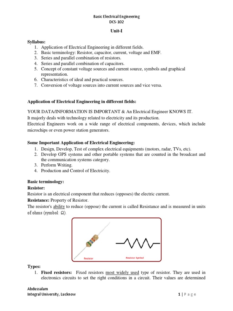 Applied Electrical Notes Unit 1 | PDF | Series And Parallel Circuits ...