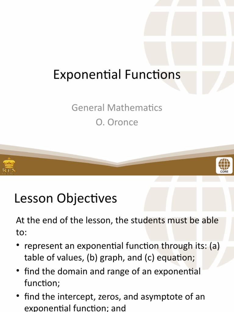 Exponential Functions: General Mathematics O. Oronce | PDF | Function ...