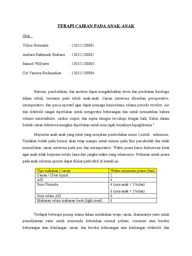 Terapi Cairan Pada Anak | PDF