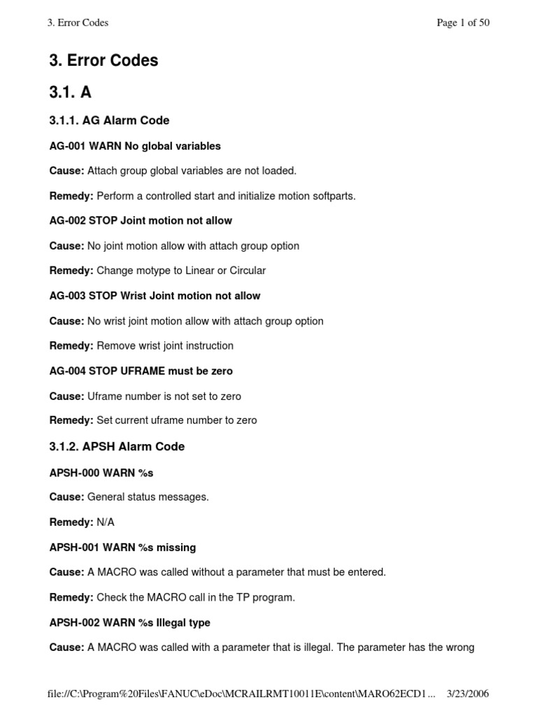 Error Codes 3.1. A: 3.1.1. AG Alarm Code | Download Free PDF | Menu ...