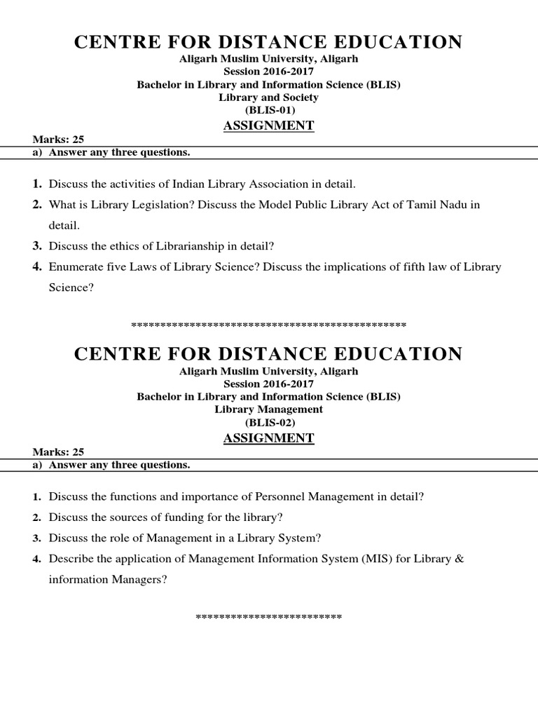 Centre For Distance Education: Assignment | Download Free PDF ...