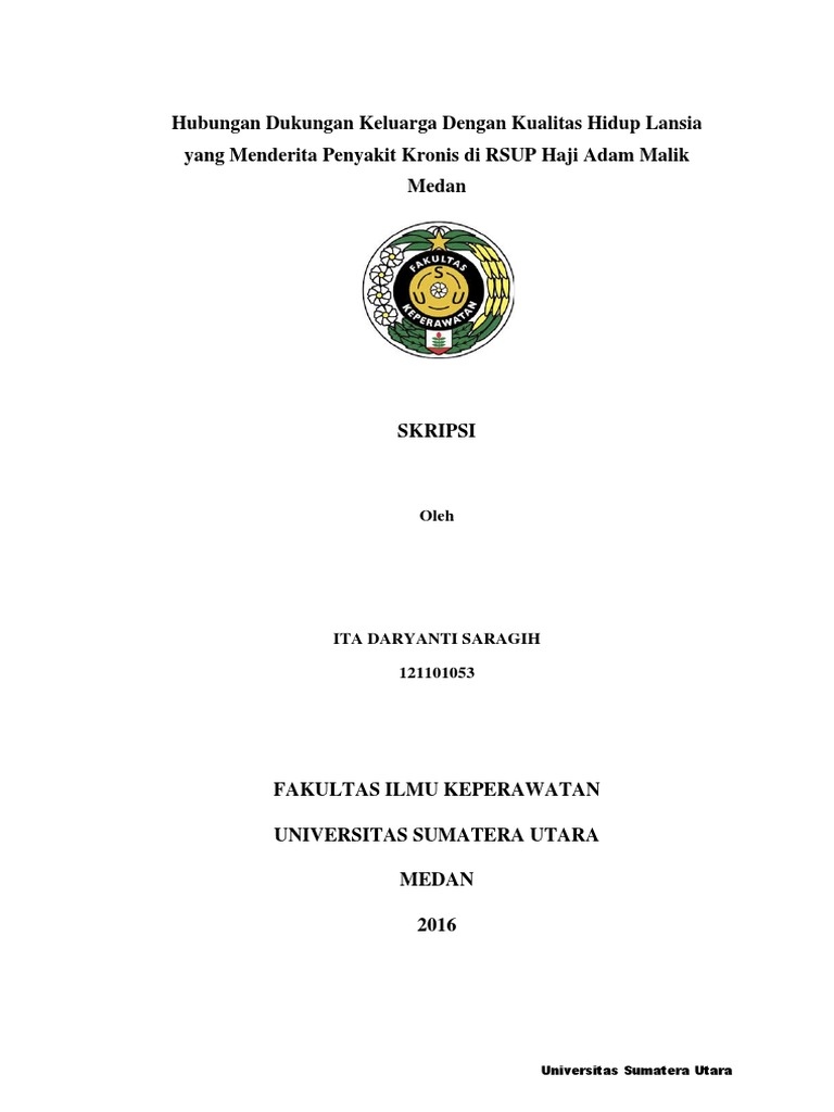 Hubungan Dukungan Keluarga Dengan Kualitas Hidup Lansia Yang Menderita Penyakit Kronis | PDF