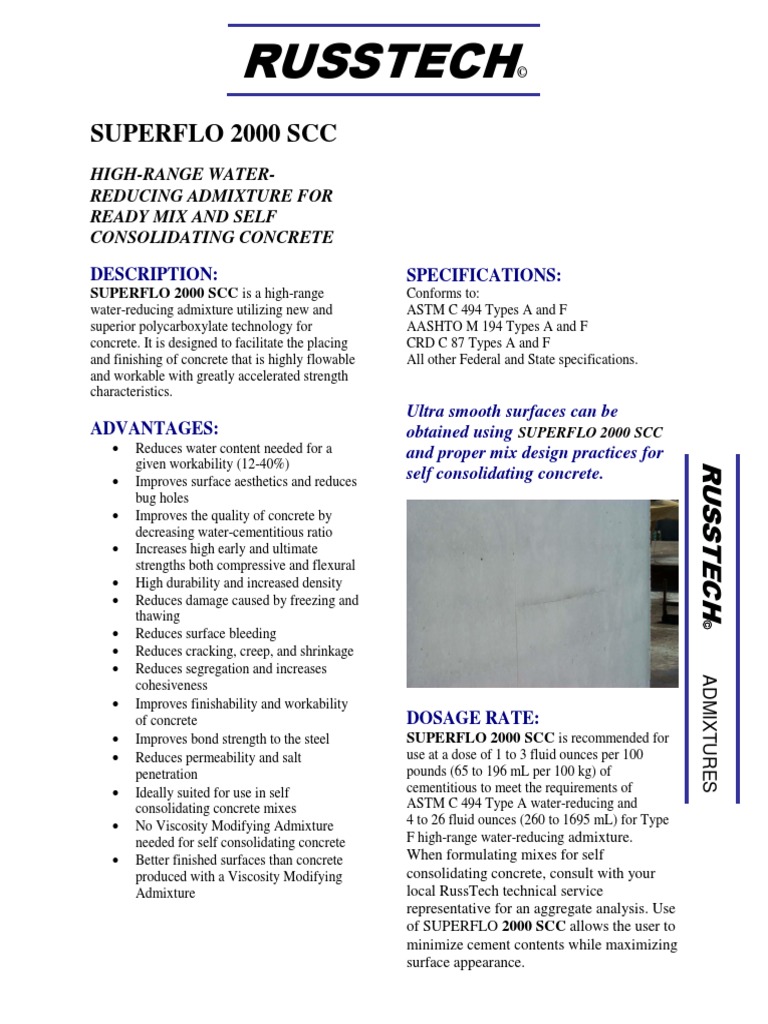Superflo 2000SCC | PDF | Concrete | Cement
