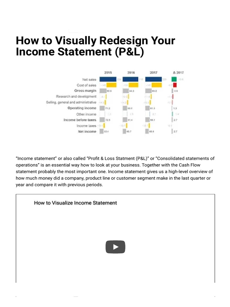 How To Visually Redesign Your Income Statement (P&L) - KAMIL FRANEK ...