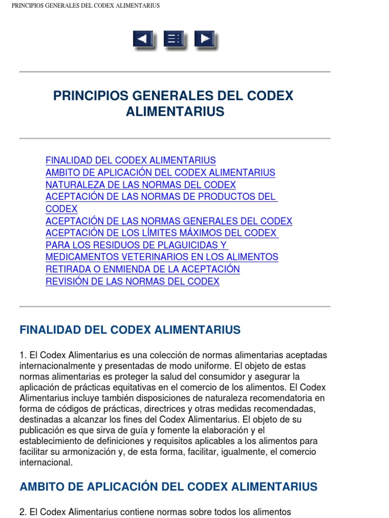 Codex Alimentarius Principios Generales | PDF | Jurisdicción | Alimentos