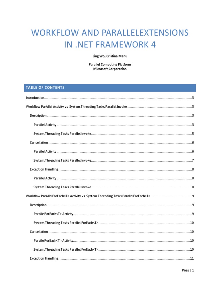 Workflow And Parallel Extensionsin Net4 Pdf Parallel Computing