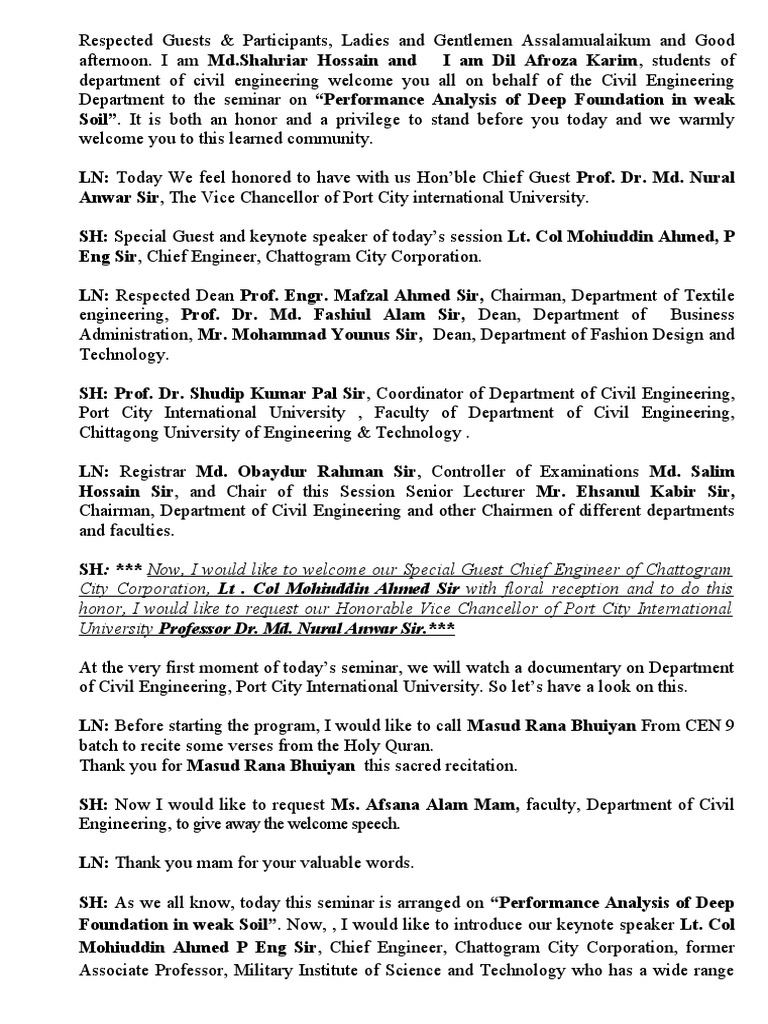 Seminar Anchoring Script 1 | PDF | Engineering | Civil Engineering