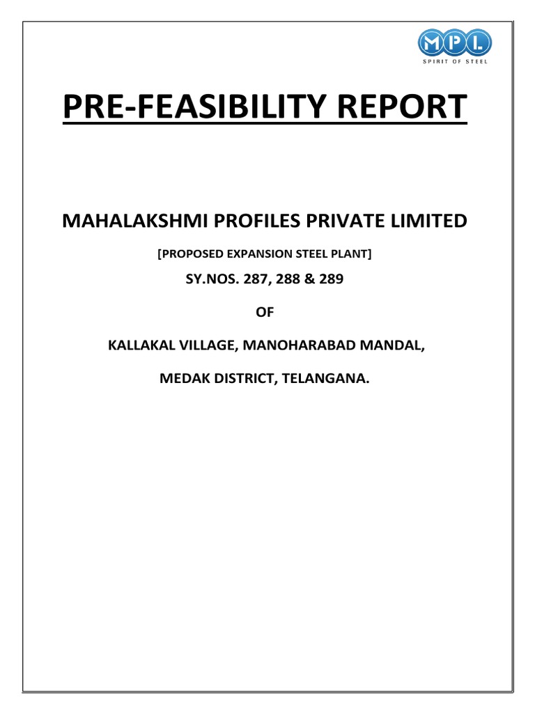 Pre-Feasibility Report: Mahalakshmi Profiles Private Limited | PDF ...