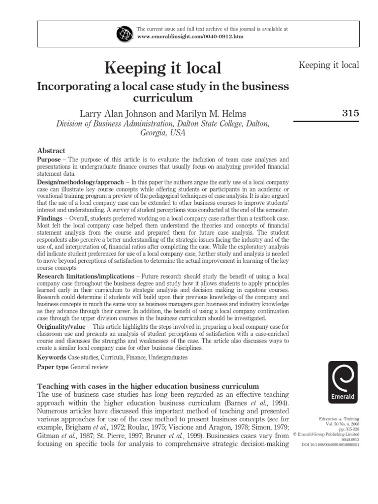 Local Case Study | PDF | Curriculum | Critical Thinking