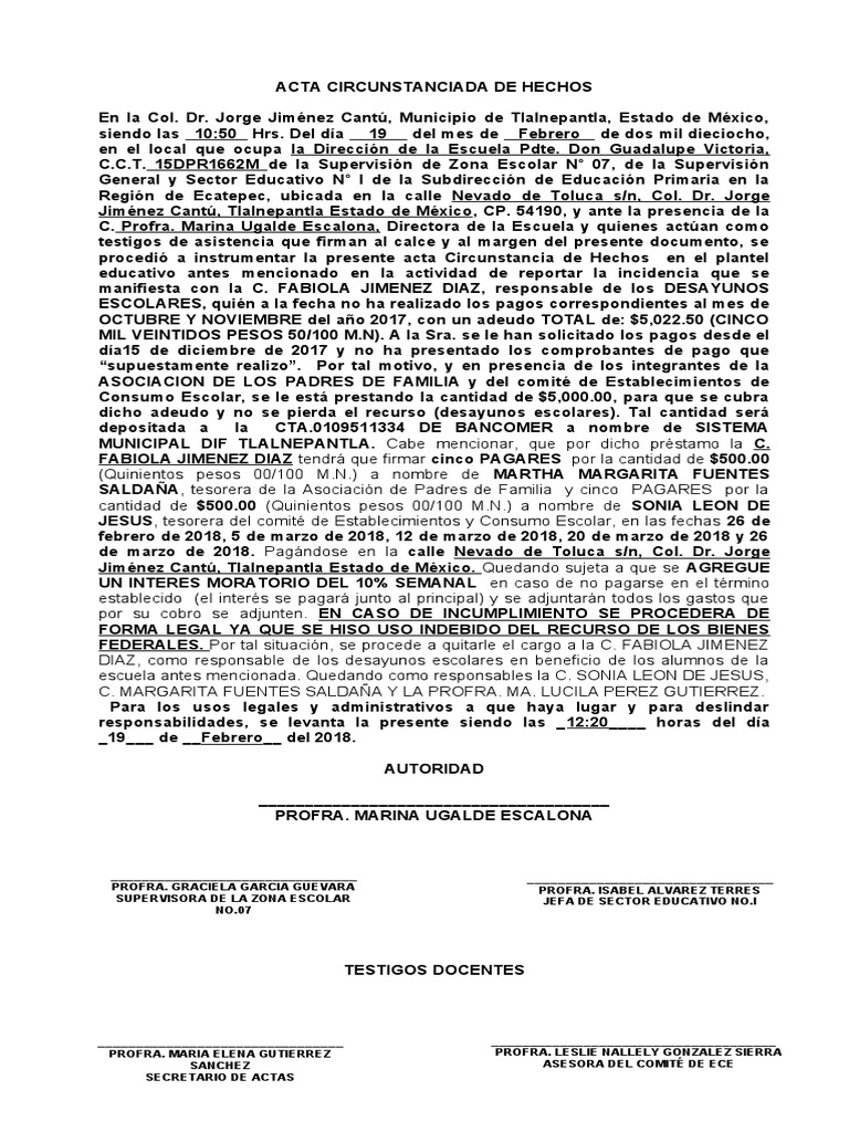 Acta Circunstanciada de Hechos | PDF