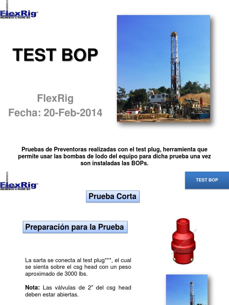 BOP Test Procedure Flex Rig | PDF | Bomba | Tecnología energética