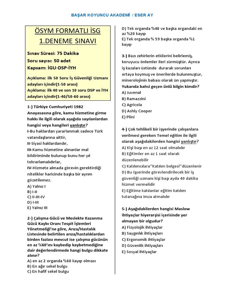 Osym Formatli Isg 1 | PDF