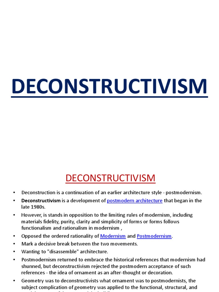 DECONSTRUCTIVISM | PDF | Aesthetics | Theories Of Aesthetics