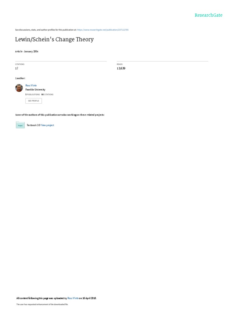 Lewin/Schein Change Theory Overview | PDF | Learning | Anxiety