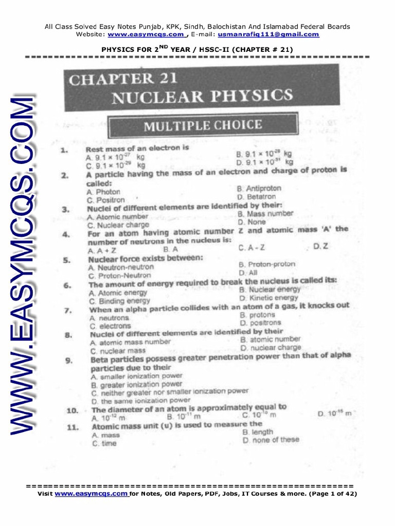 2nd Year Physics Chapter 21 Notes | PDF