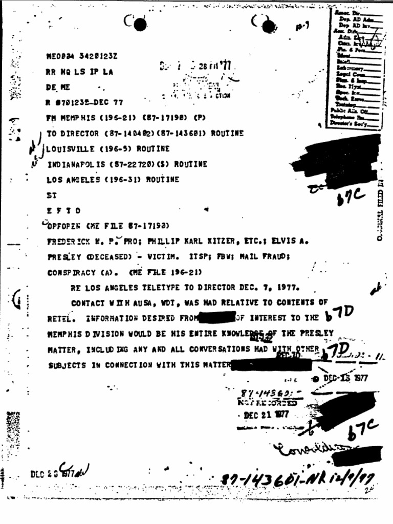 Elvis Presley y El FBI. Documentos Desclasificados. | PDF