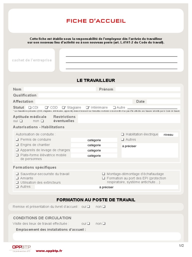 Fiche Pratique J Accueille Un Nouvel Arrivant | PDF | Sécurité