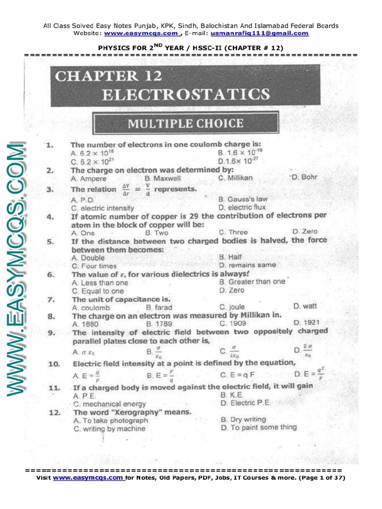 2nd Year Physics Chapter 12 Notes | PDF