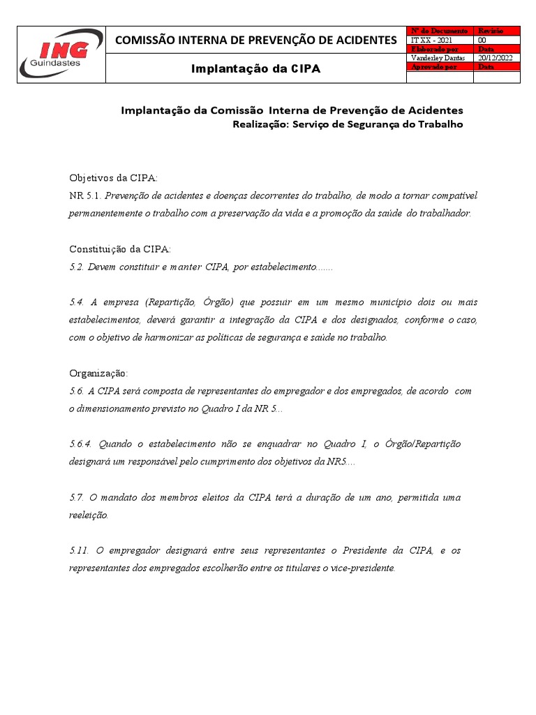 Guia Completo para Implantação da CIPA | PDF | Eleições | Ministério ...