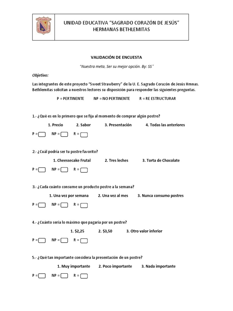 Validación de Encuesta | PDF | Postres | Alimentos