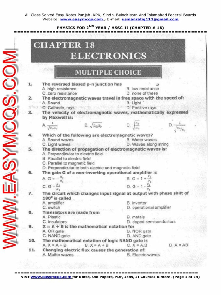 2nd Year Physics Chapter 18 Notes | PDF
