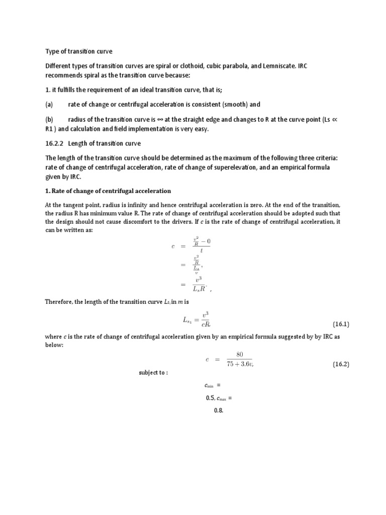 Types of Transition Curve | PDF | Teaching Methods & Materials ...